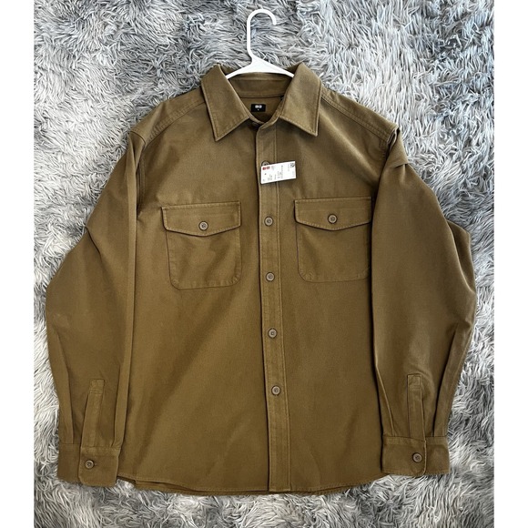 Uniqlo | Shirts | Uniqlo Jersey Utility Overshirt Shacket Mens L Brown ...